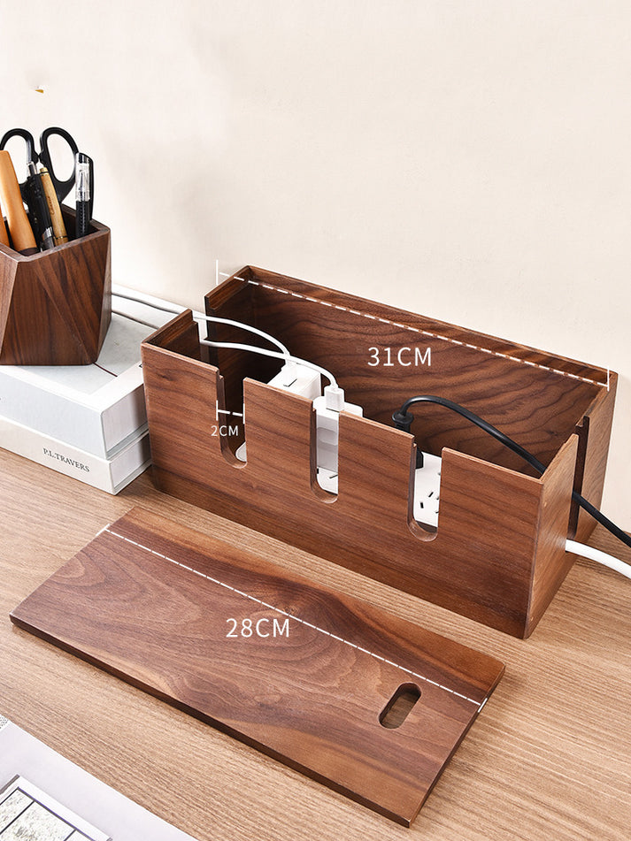 Classic Wooden Desktop Power Cord,Power Strip Organizer: Cable Managem ...