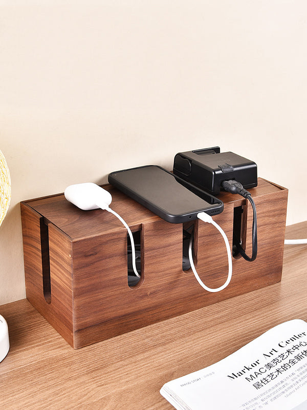 Classic Wooden Desktop Power Cord,Power Strip Organizer: Cable Managem ...