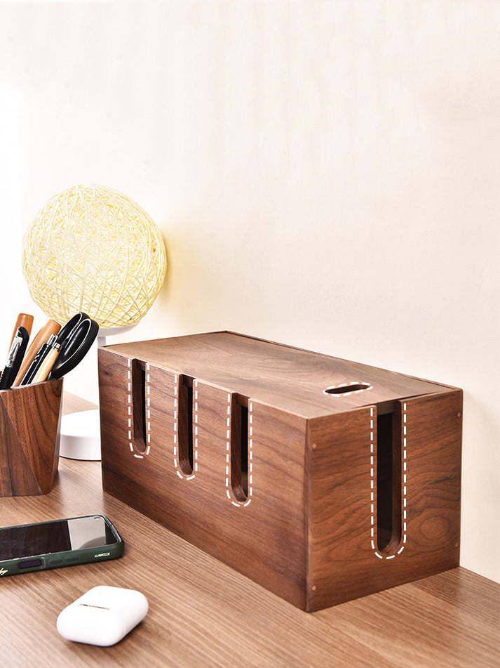 Classic Wooden Desktop Power Cord,Power Strip Organizer: Cable Managem ...
