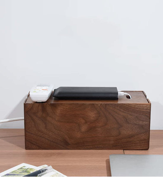 Classic Wooden Desktop Power Cord,Power Strip Organizer: Cable Managem ...