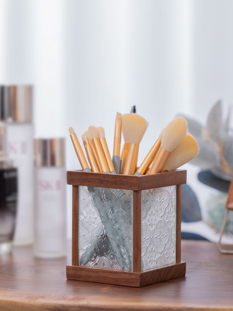 Classic wooden glass pen holder, desktop organization – MoreAngle
