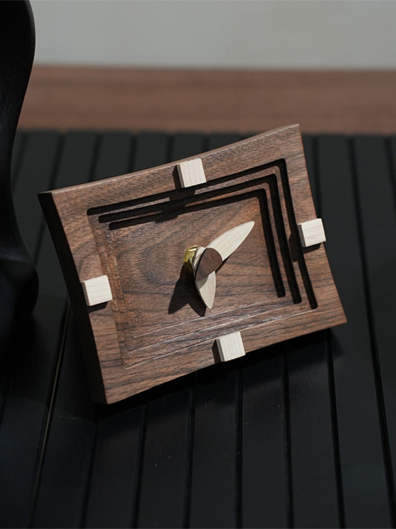 Classical Art Black Walnut Silent Table Clock – More Angle