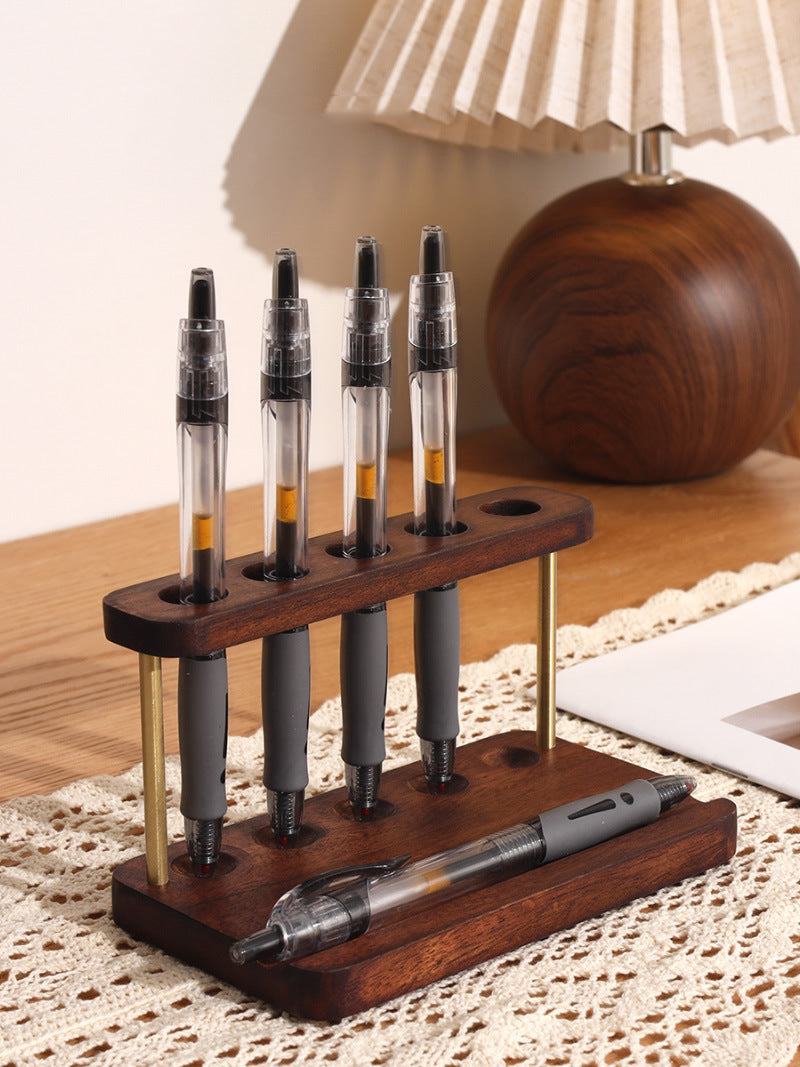 Classical Wooden Office Pen Holder With Mobile Phone Holder – More Angle
