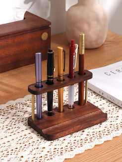 Classical Wooden Office Pen Holder With Mobile Phone Holder – More Angle