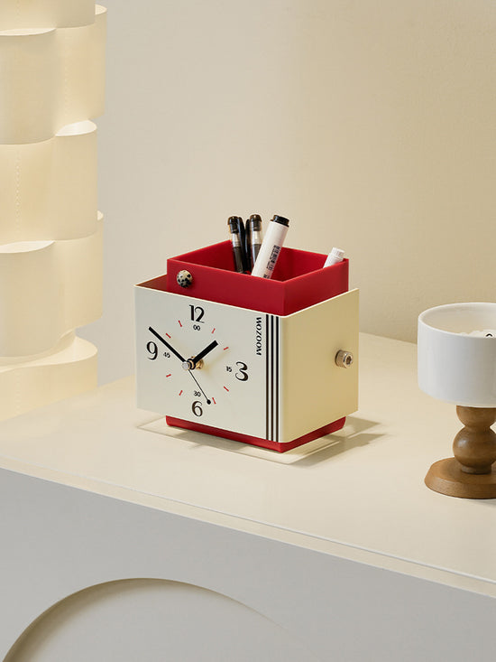 Creative art style clock with pen holder function – MoreAngle