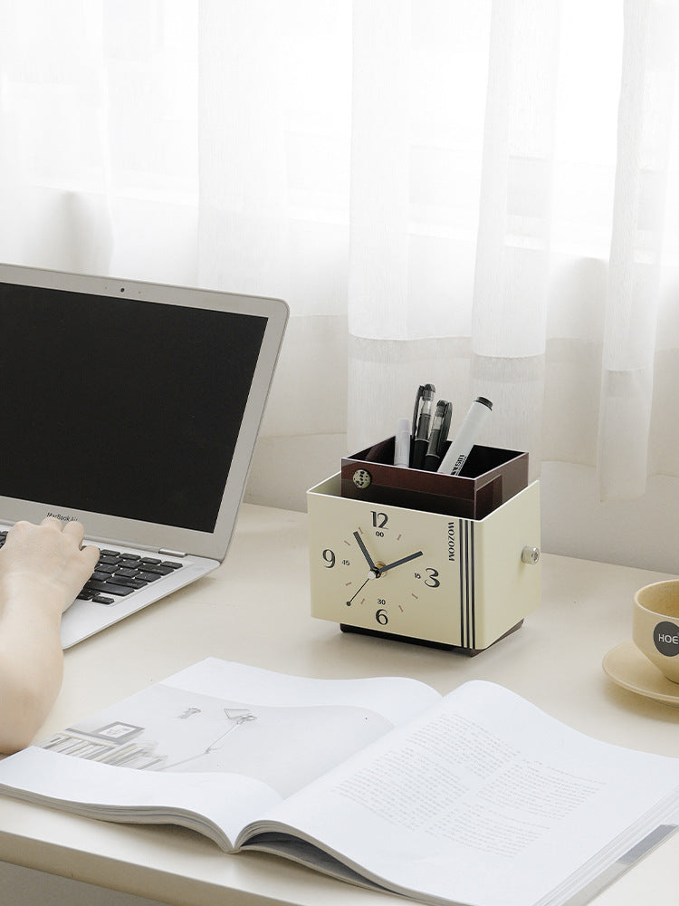 Creative art style clock with pen holder function – MoreAngle