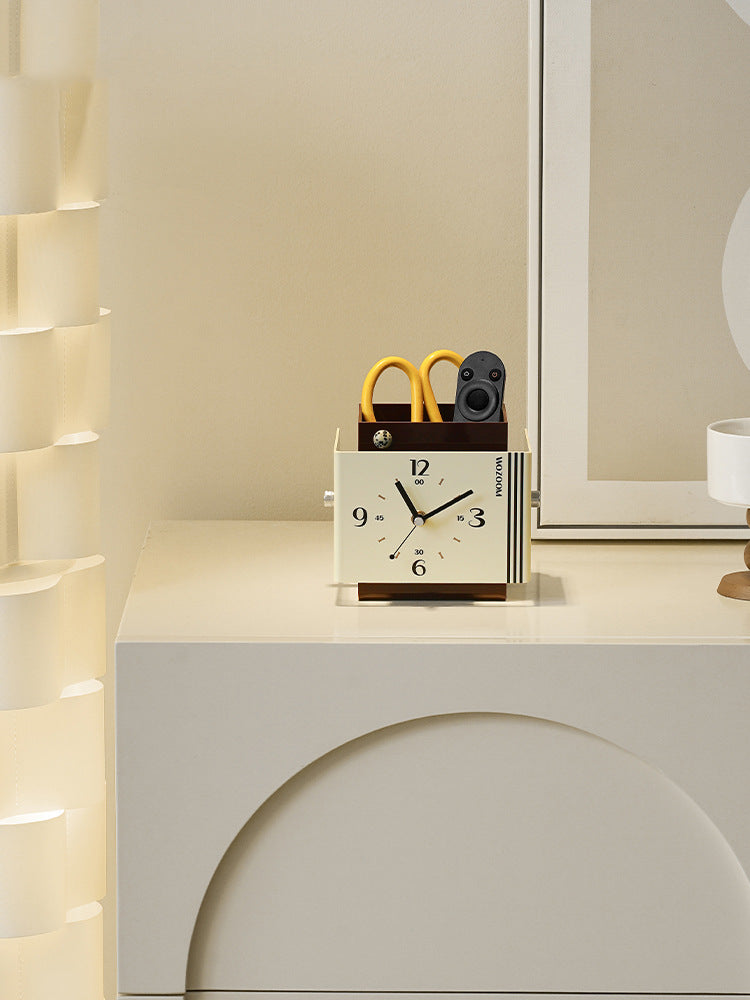 Creative art style clock with pen holder function – MoreAngle
