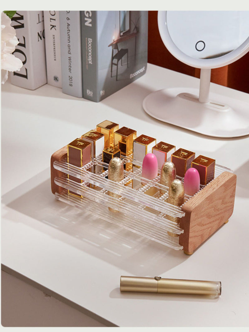 Creative Multi-Compartment Wooden and Acrylic Cosmetic Organizer ...