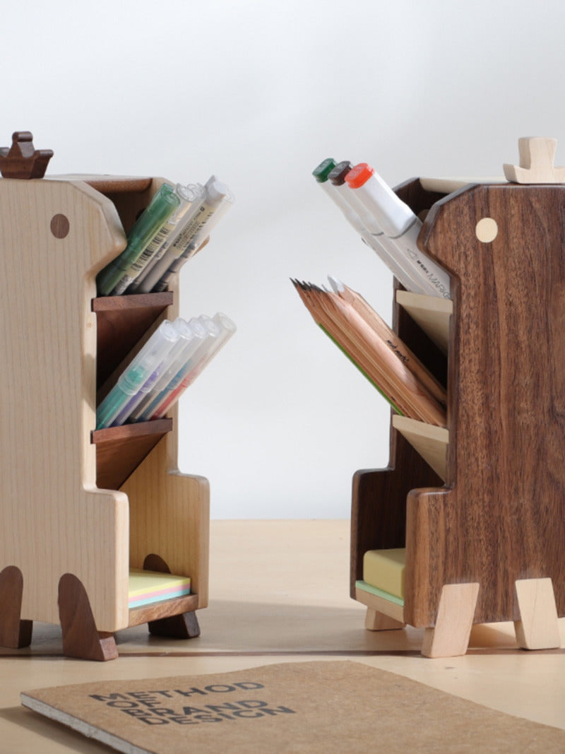 Creative Multi-Layer Wooden Pen Holder, Office Supplies Organization ...