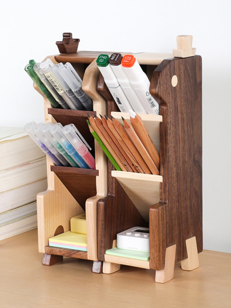 Creative Multi-Layer Wooden Pen Holder, Office Supplies Organization ...