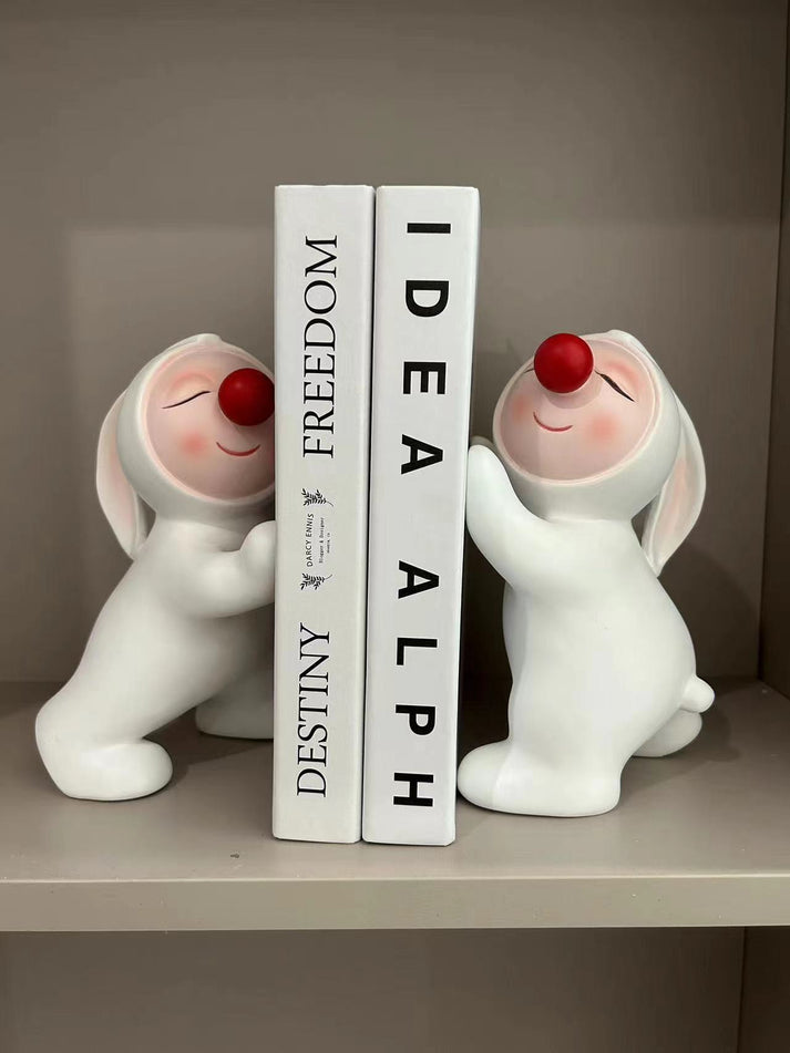 Cute Cartoon Big White Rabbit Bookends: Office Study Book Organization ...