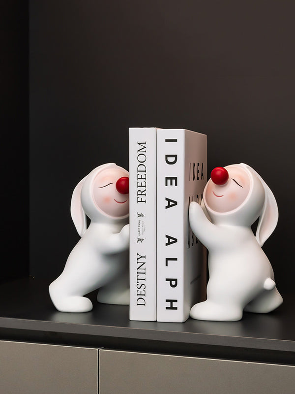 Cute Cartoon Big White Rabbit Bookends: Office Study Book Organization ...