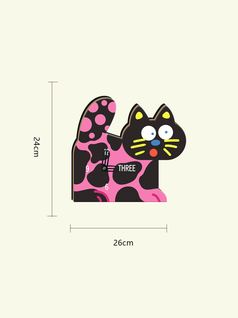 Cute cartoon cat silent table clock, office children's room decoration ...