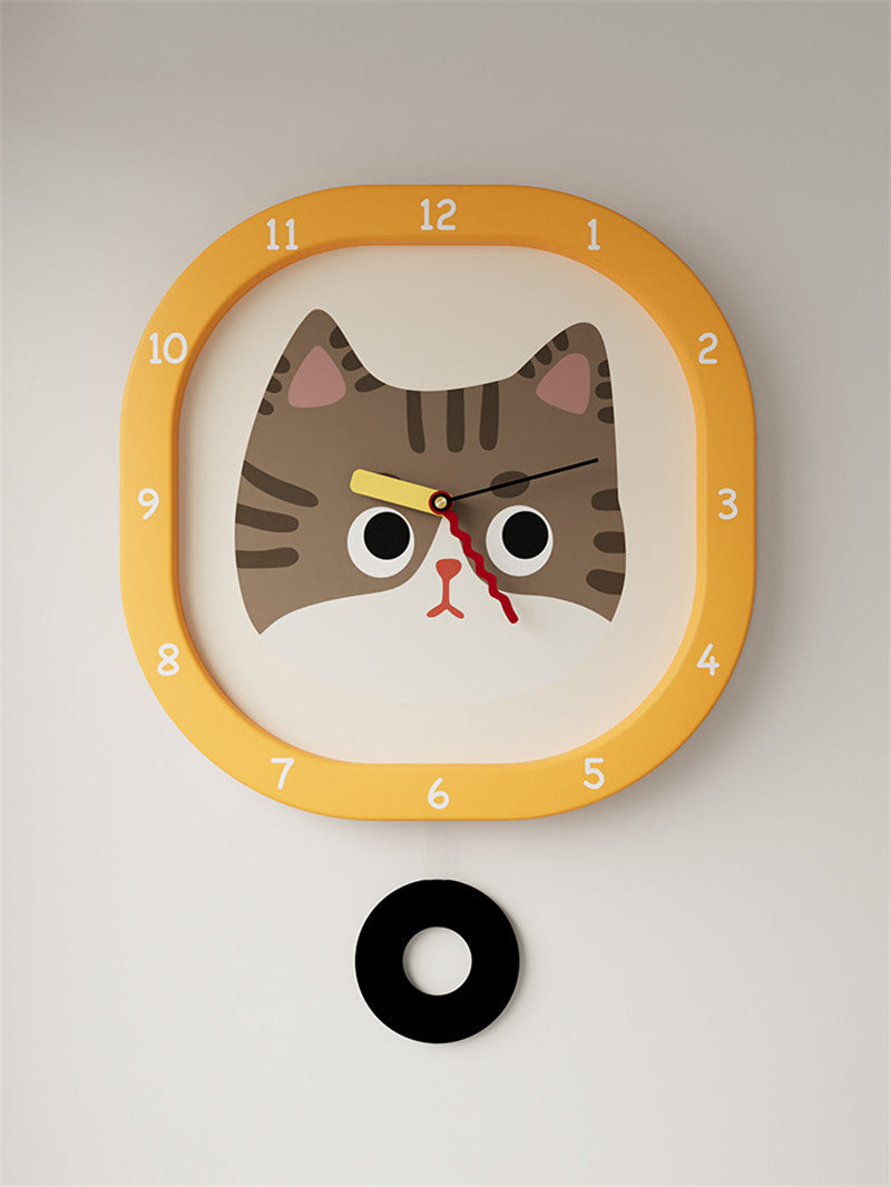 Cute Cartoon Cat Wall Clock: Silent Room Decorative Timepiece – More Angle