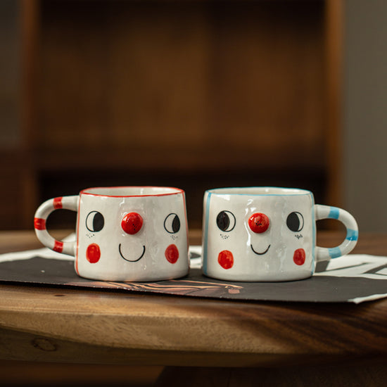 Cute Cartoon Clown Ceramic Mug, Hand-Painted Coffee Cup, Creative Gift ...