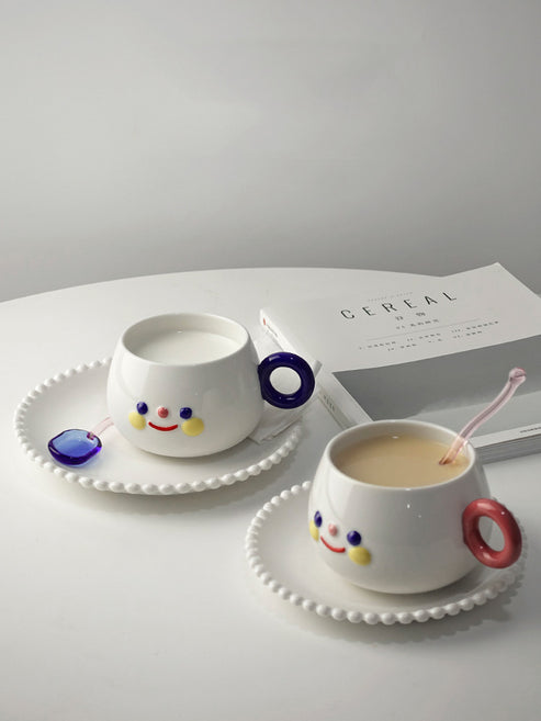 Cute Cartoon Smiley Face Mug - Perfect For Coffee Cup, Teatea – More Angle