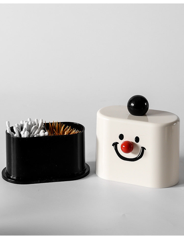 Cute Cartoon Smiling Face Toothpick Box, Small Storage Box – More Angle