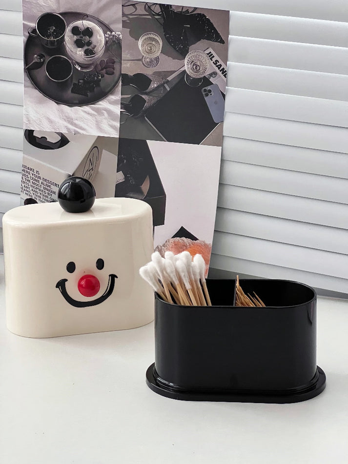 Cute Cartoon Smiling Face Toothpick Box, Small Storage Box – More Angle