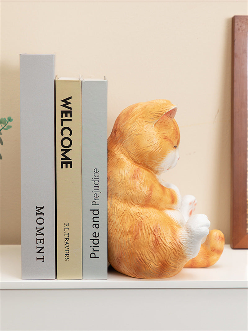 Cute Chubby Cat Cartoon Bookend and Doorstop,Funny Decor Ornaments ...