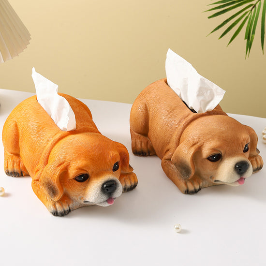 Cute Pet Dog Desktop Tissue Box, Office Home Decoration – More Angle