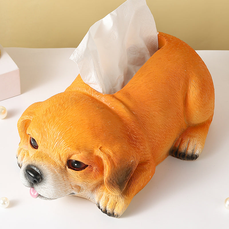 Cute Pet Dog Desktop Tissue Box, Office Home Decoration – More Angle