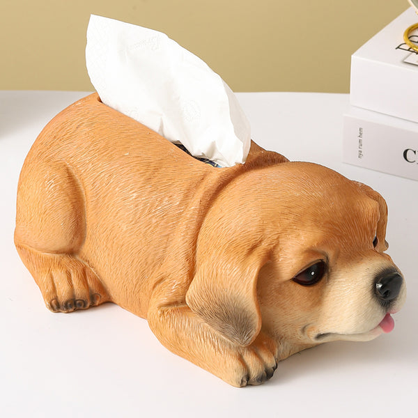 Cute Pet Dog Desktop Tissue Box, Office Home Decoration – More Angle