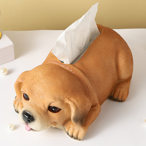 Cute Pet Dog Desktop Tissue Box, Office Home Decoration – More Angle