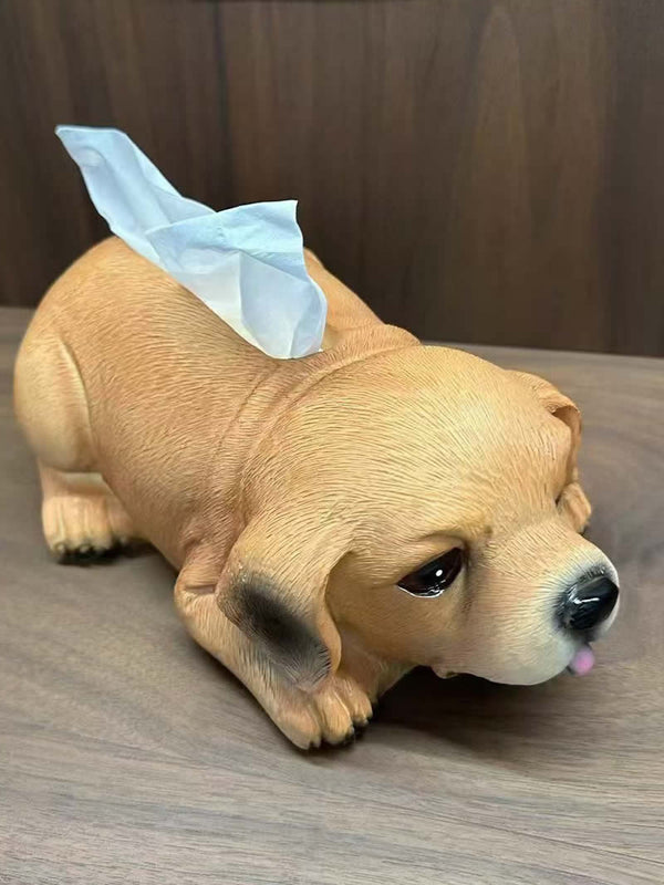 Cute Pet Dog Desktop Tissue Box, Office Home Decoration – More Angle