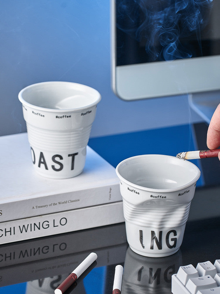 Deformed Cup Ceramic Ashtray, Creative Art Design – More Angle