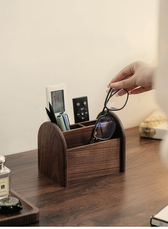 Desk Wooden Storage Box, Remote Control, Glasses, Cosmetics Organizer ...