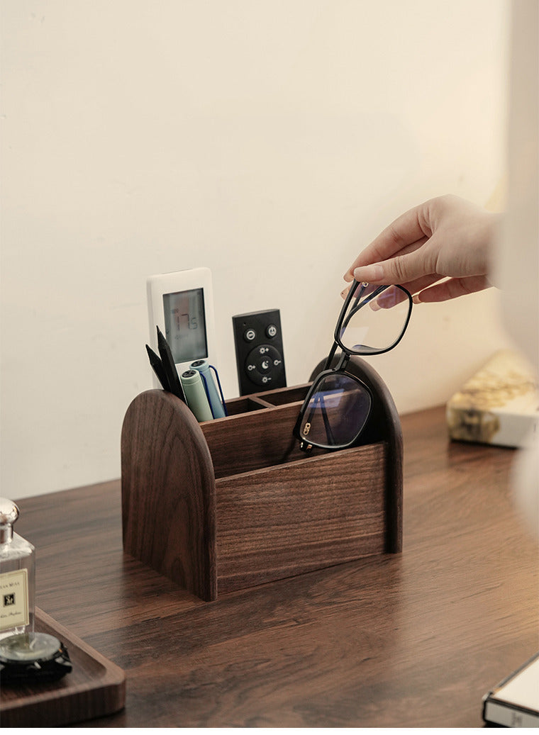 Desk Wooden Storage Box, Remote Control, Glasses, Cosmetics Organizer ...