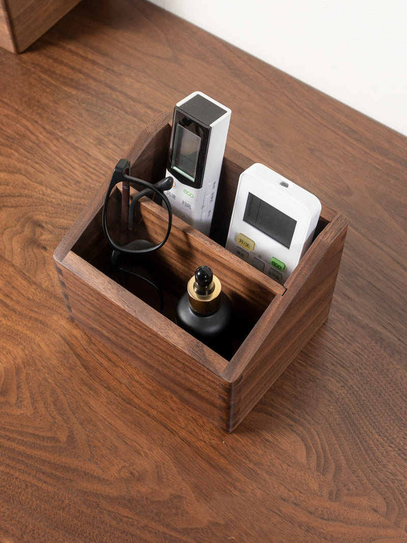 Desktop Wooden Two Grids Storage Box, Remote Control, Phone, Glasses O ...