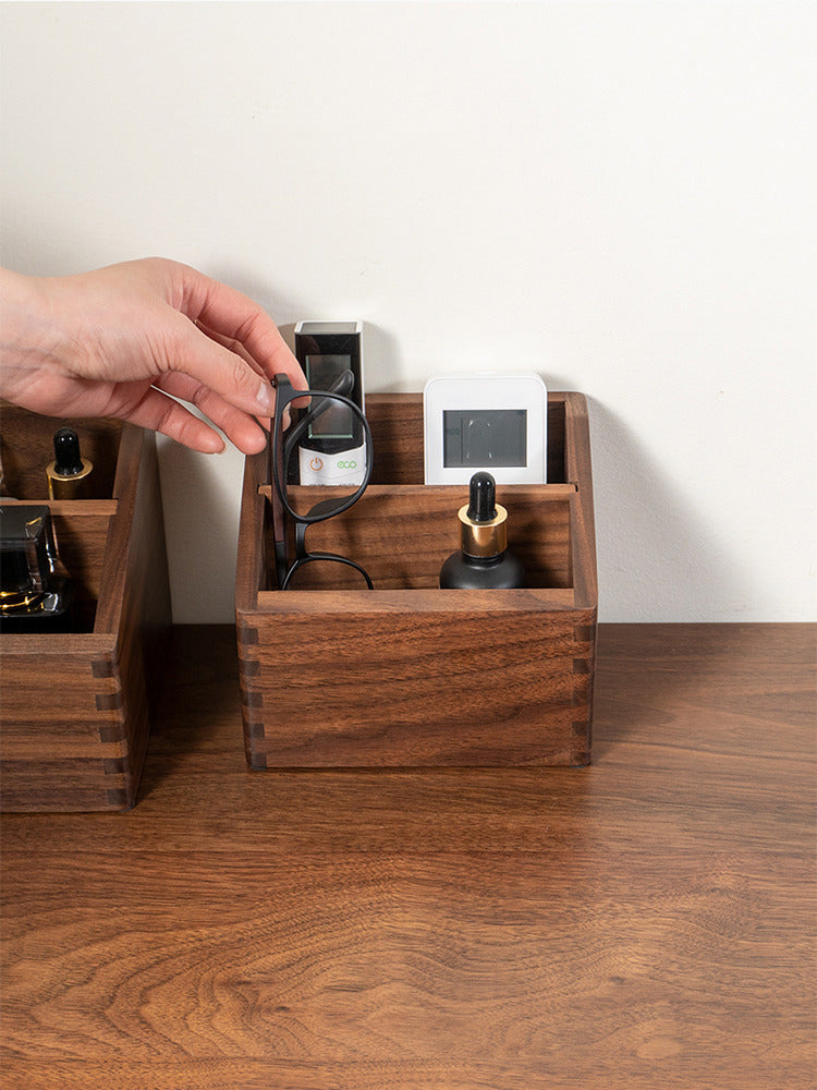 Desktop Wooden Two Grids Storage Box, Remote Control, Phone, Glasses O ...