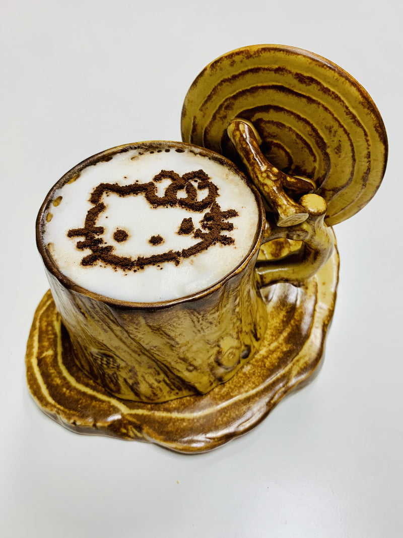Distressed Tree Stump-Like Ceramic Coffee Cup,Strange Cups – More Angle