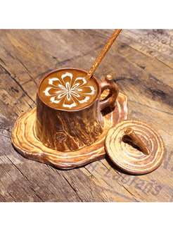 Distressed Tree Stump-Like Ceramic Coffee Cup,Strange Cups – More Angle