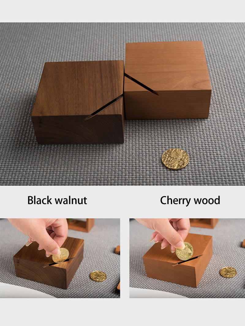 Elegant Angled Slot Square Wooden Savings Bank - Children's Gifts Mone ...