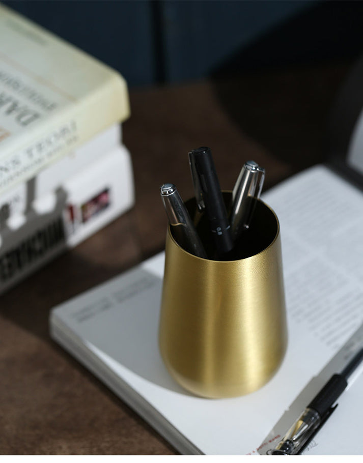 Elegant Brass Pen Holder and Mini Vase: Dual-Purpose Office Decor ...