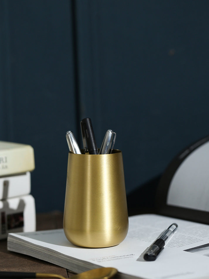 Elegant Brass Pen Holder and Mini Vase: Dual-Purpose Office Decor ...