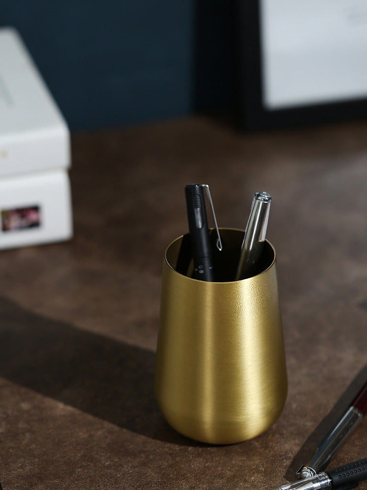 Elegant Brass Pen Holder and Mini Vase: Dual-Purpose Office Decor ...