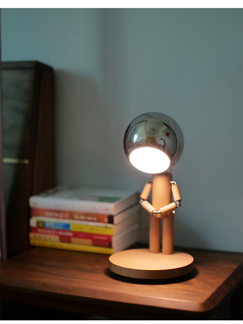 Elegant Wooden Moon Guardian Angel Table Lamp - Perfect for Home or Of ...