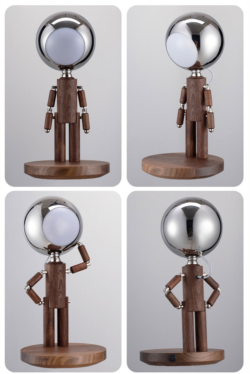 Elegant Wooden Moon Guardian Angel Table Lamp - Perfect for Home or Of ...