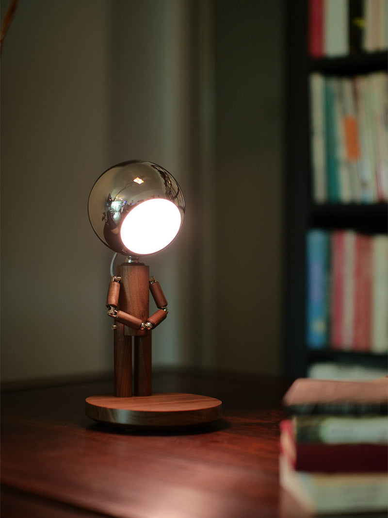 Elegant Wooden Moon Guardian Angel Table Lamp - Perfect for Home or Of ...