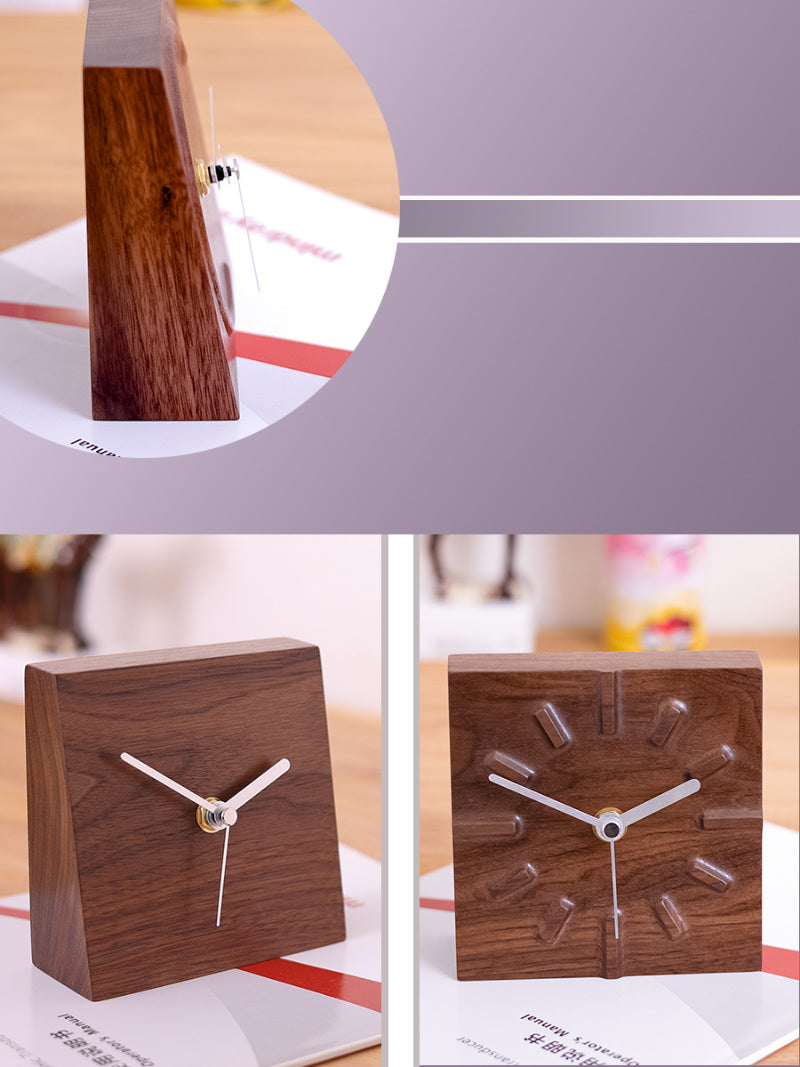 Elegant Wooden Silent Desk Clock: Minimalist Home Decor Accent – More Angle