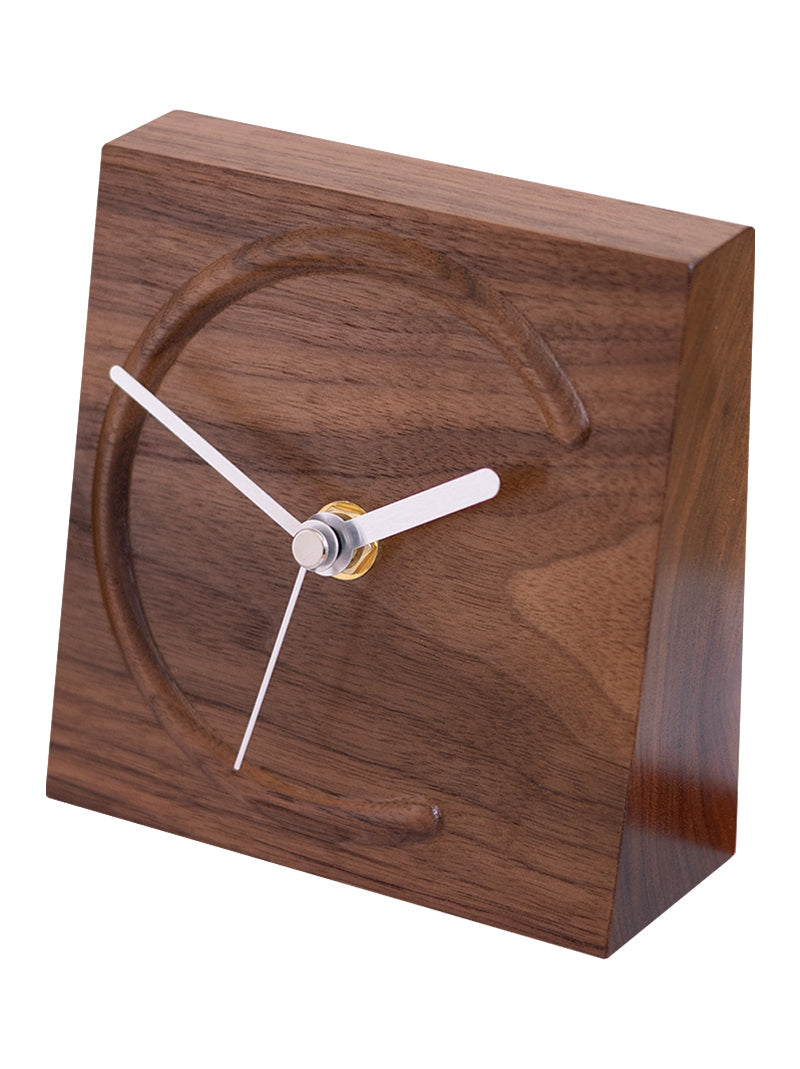 Elegant Wooden Silent Desk Clock: Minimalist Home Decor Accent – More Angle