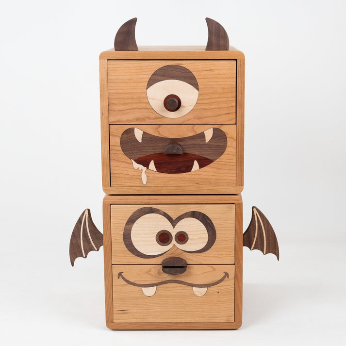 Evil little Monster Wooden Organizer - Desktop Drawer Storage Box ...