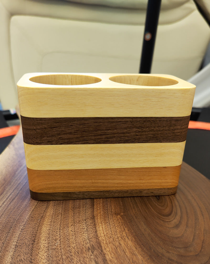 Exquisite Multi-Layered Wood Double-Hole Pen Holder, Ideal For Office ...