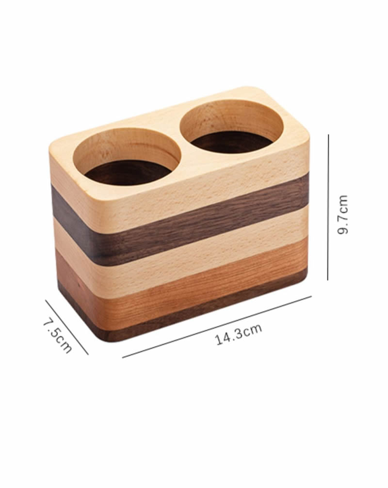 Exquisite Multi-Layered Wood Double-Hole Pen Holder, Ideal For Office ...