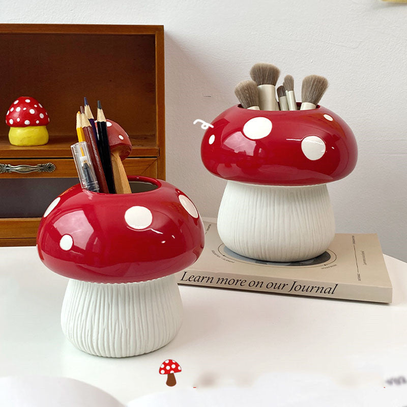 Exquisite Mushroom Ceramic Pen Holder, Creative Desk Organization ...