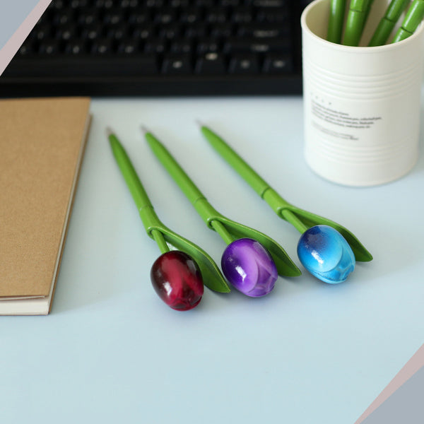 Exquisite Tulip Flower Ballpoint Pen, Office Desktop Decoration Gift ...