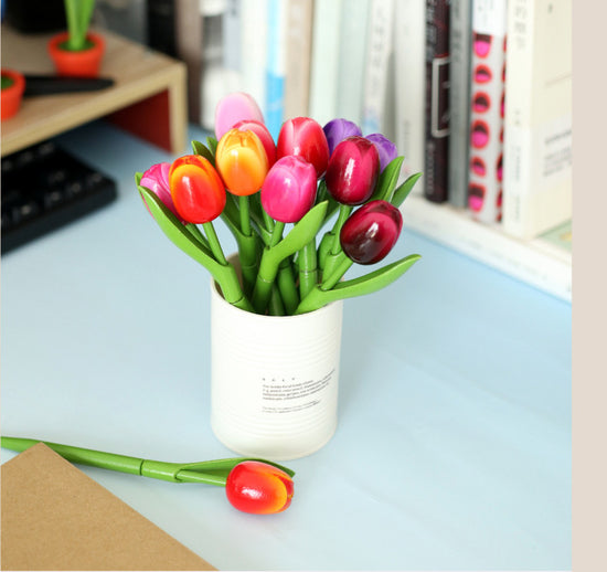 Exquisite Tulip Flower Ballpoint Pen, Office Desktop Decoration Gift ...